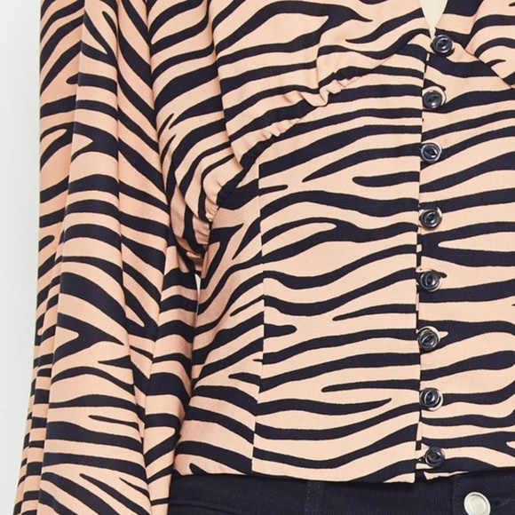 Tops | Zebra Leopard Animal Print Blouse Button Down | Poshmark